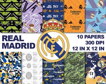Real Madrid Digital Paper Bundle Sports, Football, Soccer Minimalist ...