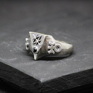 Saturn Onyx Sterling Silver Ring | Saturn Signet Ring | Occult Saturn ...