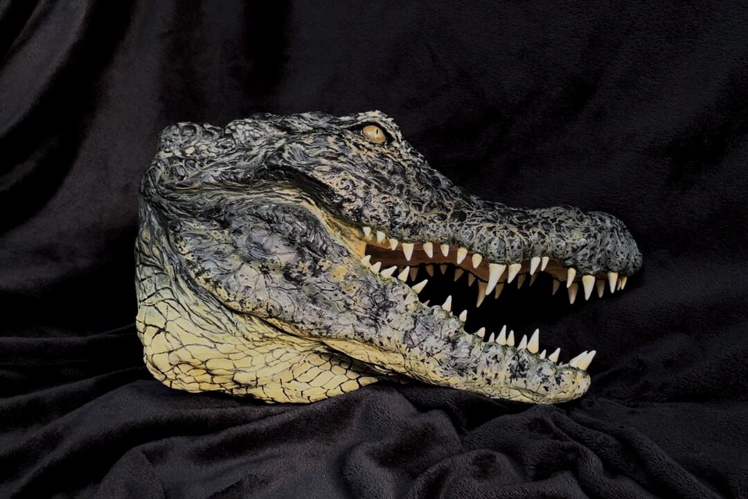 Handmade Crocodile Head Wall Sculpture - One of a Kind, Ultra-realistic ...