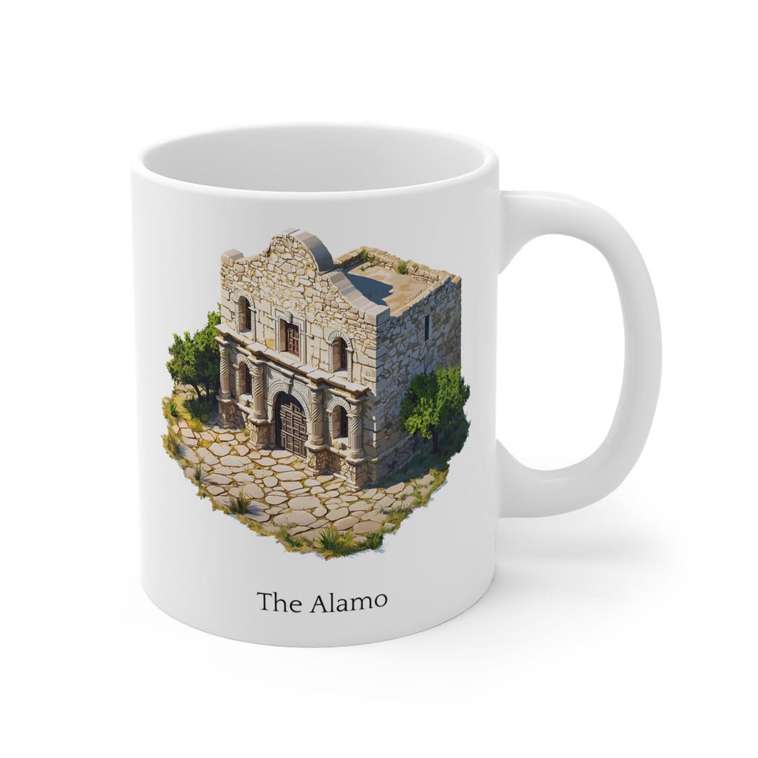 The Alamo 3d Isometric Landscape Mug Popular Structures Texas White ...