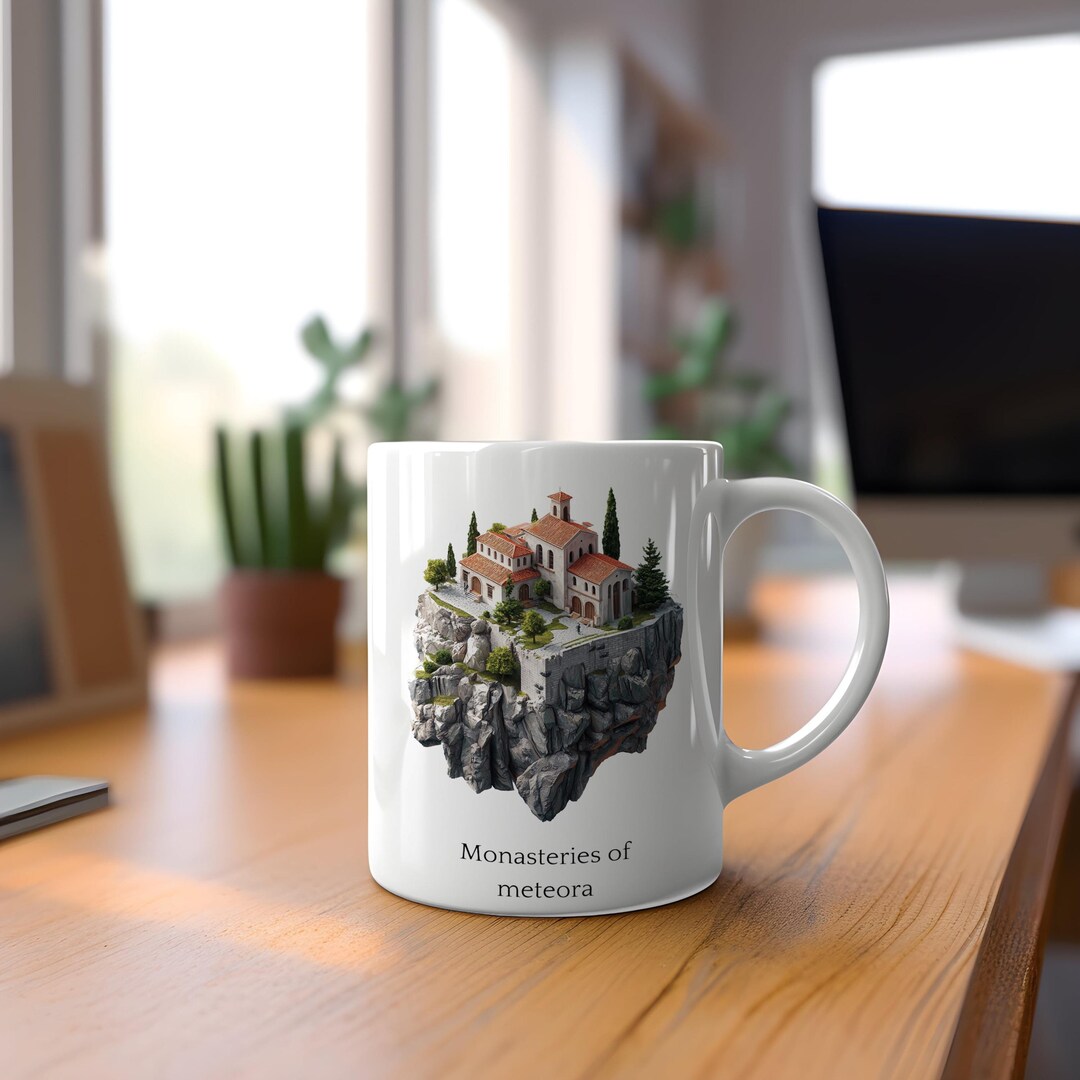 Monasteries of Meteora 3d Isometric Landscape Mug Popular Structures ...