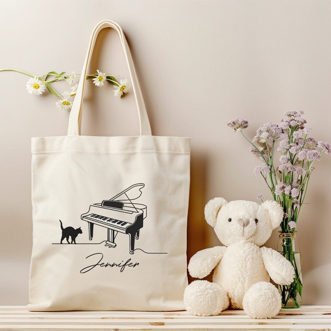 Personalized Piano Tote Bag Custom Name Music Gift Bag Piano Lesson ...