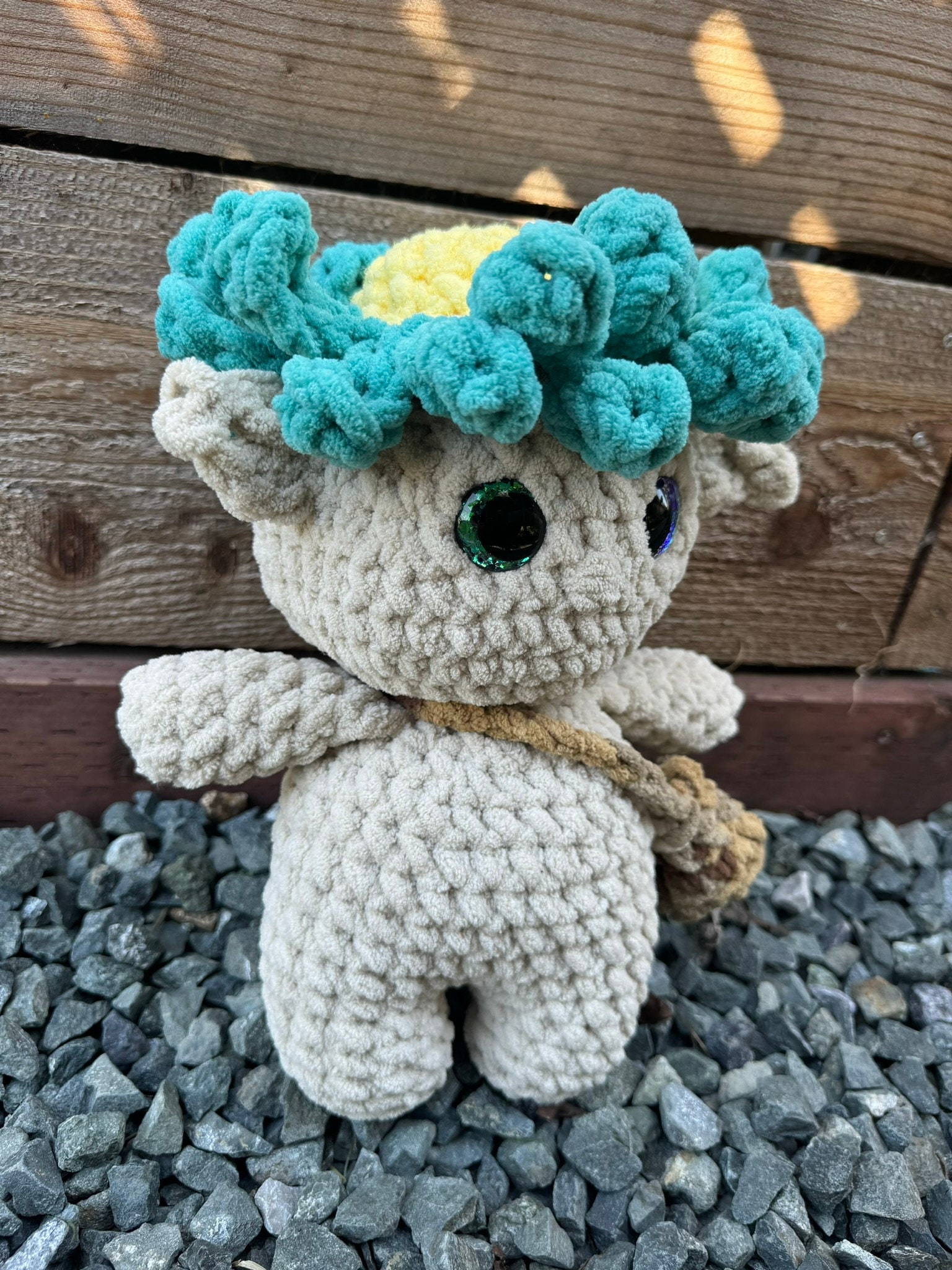 Crochet Daisy Beastie With Satchel, Crochet Plushie, Stuffed Animal ...