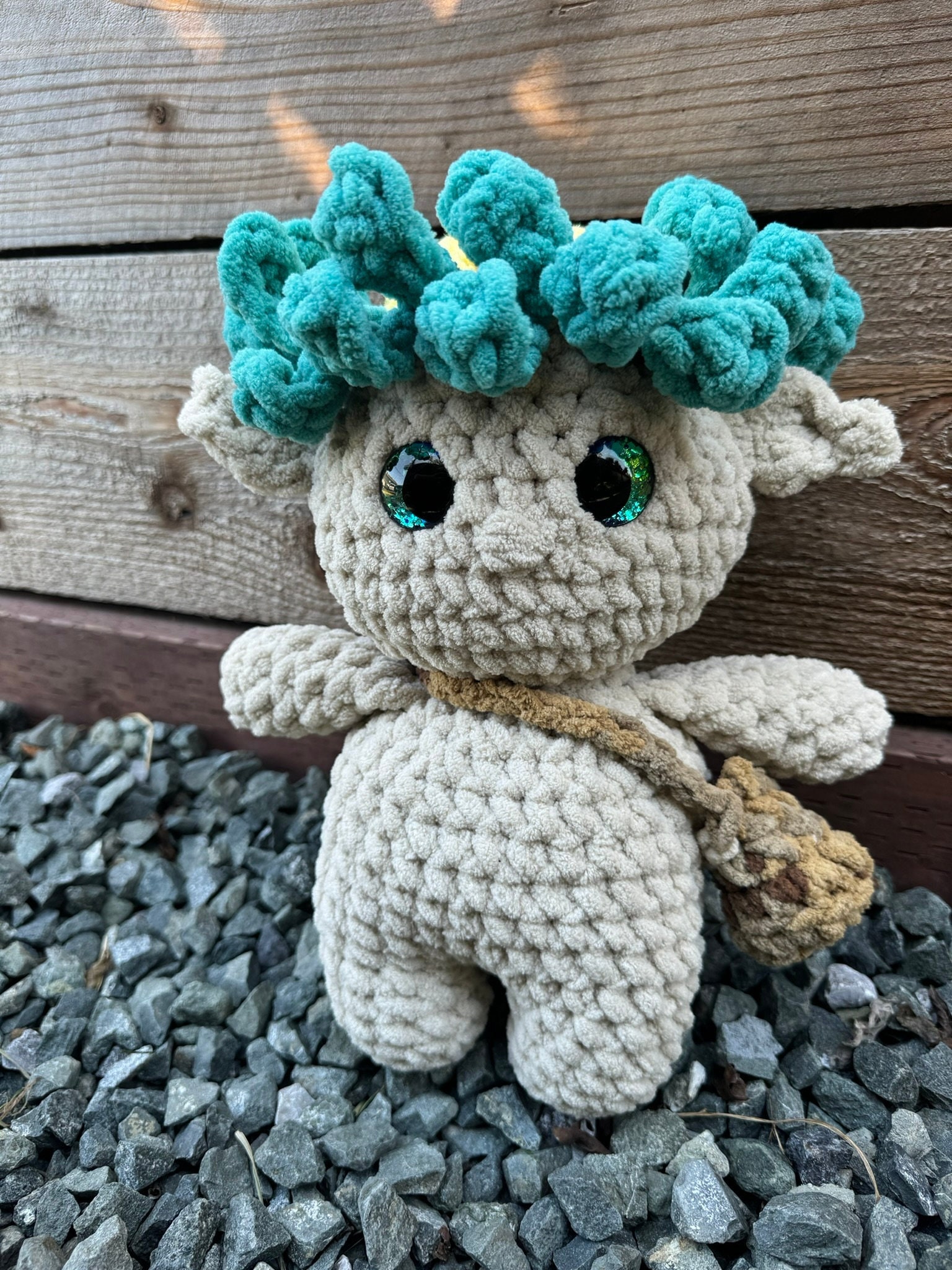 Crochet Daisy Beastie With Satchel, Crochet Plushie, Stuffed Animal ...