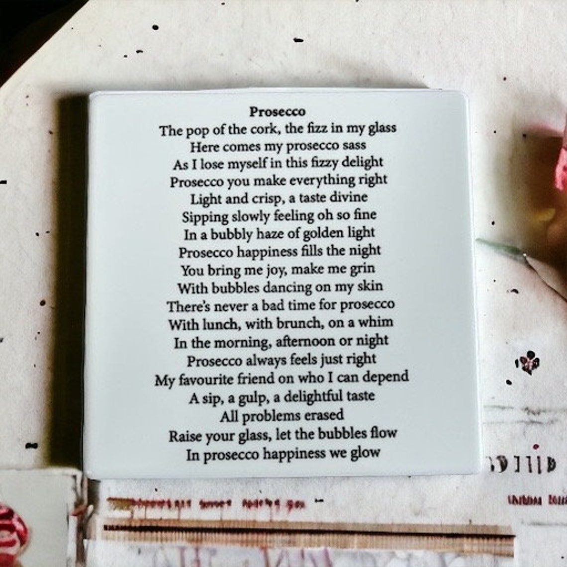 Prosecco Poem Print Ceramic Coaster. Makes the Perfect Gift for Any ...