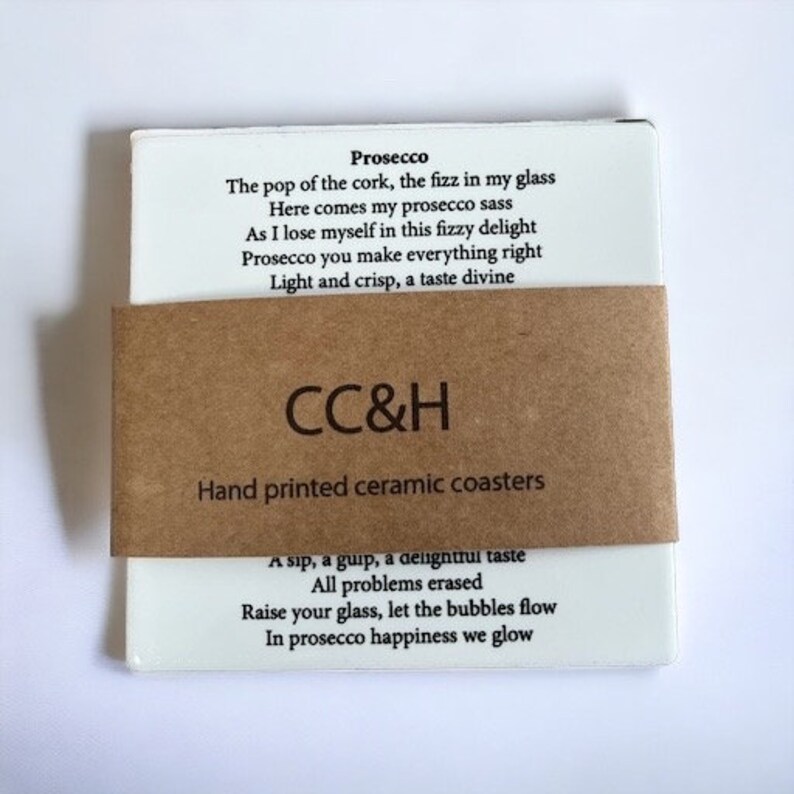 Prosecco Poem Print Ceramic Coaster. Makes the Perfect Gift for Any ...