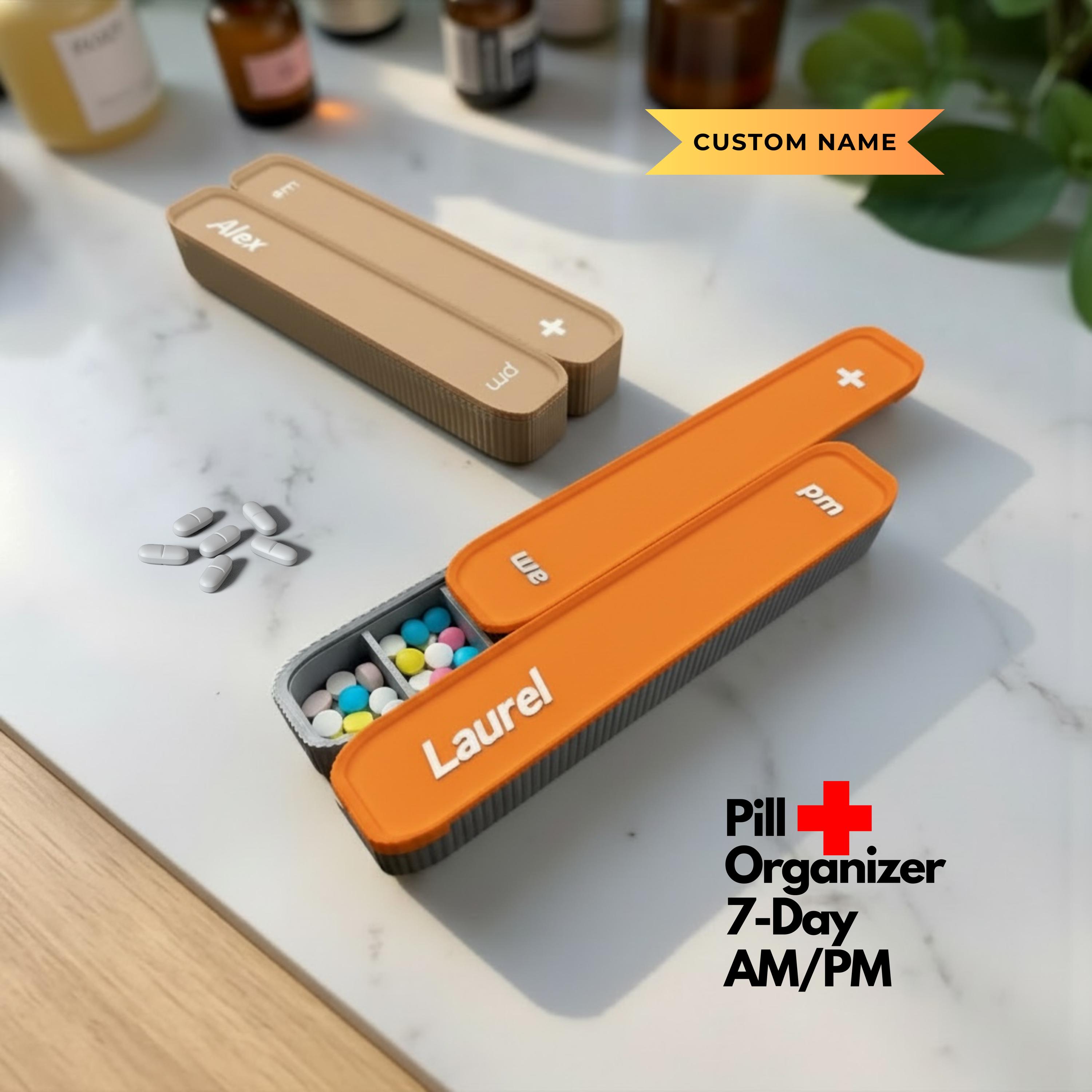Personalized Weekly 7-day Pill Organizer, Custom Name AM PM Medicine ...