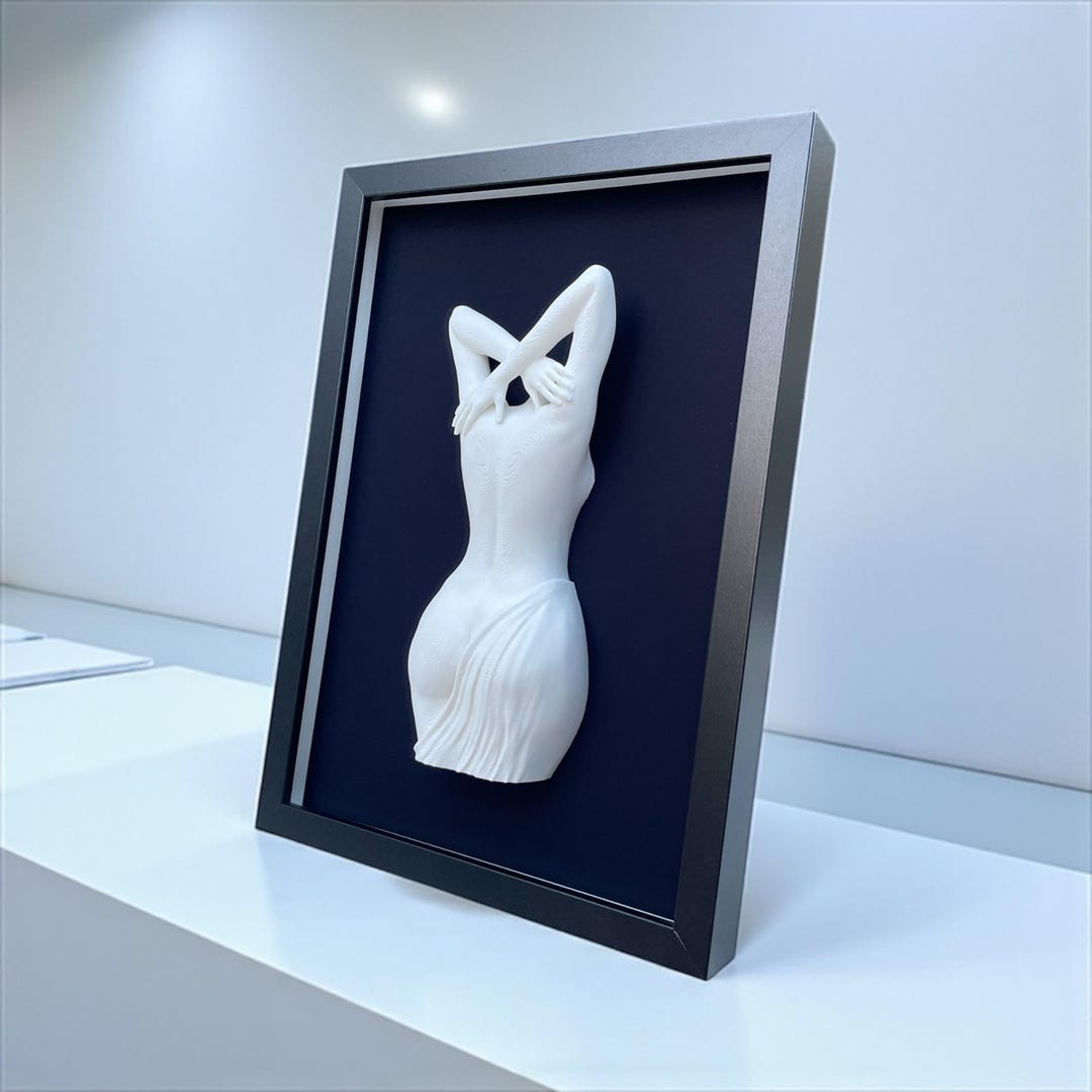 Female Torso 3D Relief – Framed Wall Sculpture | Minimalist Modern ...