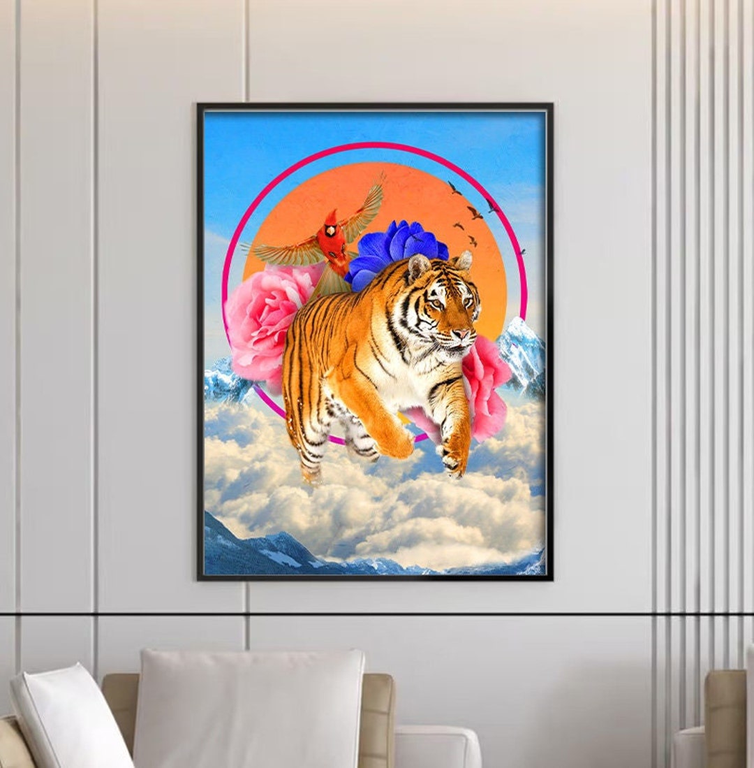 Tiger, Maximalist Wall Art, Printable Eclectic Wall Art, Digital Wall ...