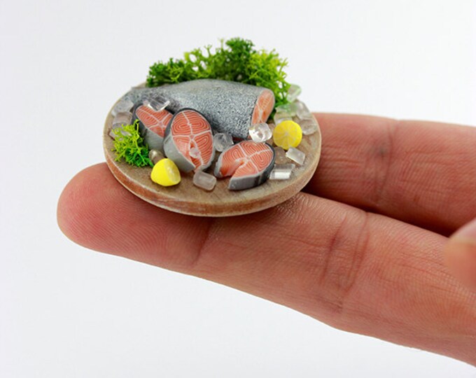 Salmon With Lemon and Dill 1:12 Scale Miniature Dollhouse - Etsy