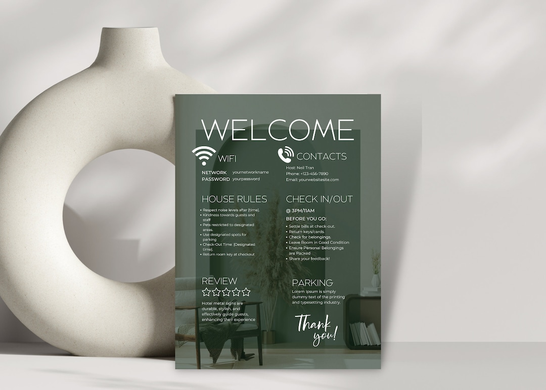 Minimalist Welcome Hotel Metal Sign Template: Elevate Your Hospitality ...