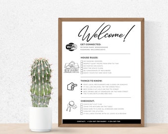 Vacation Rental Home Rules and Wifi Information Poster Airbnb Rules and ...