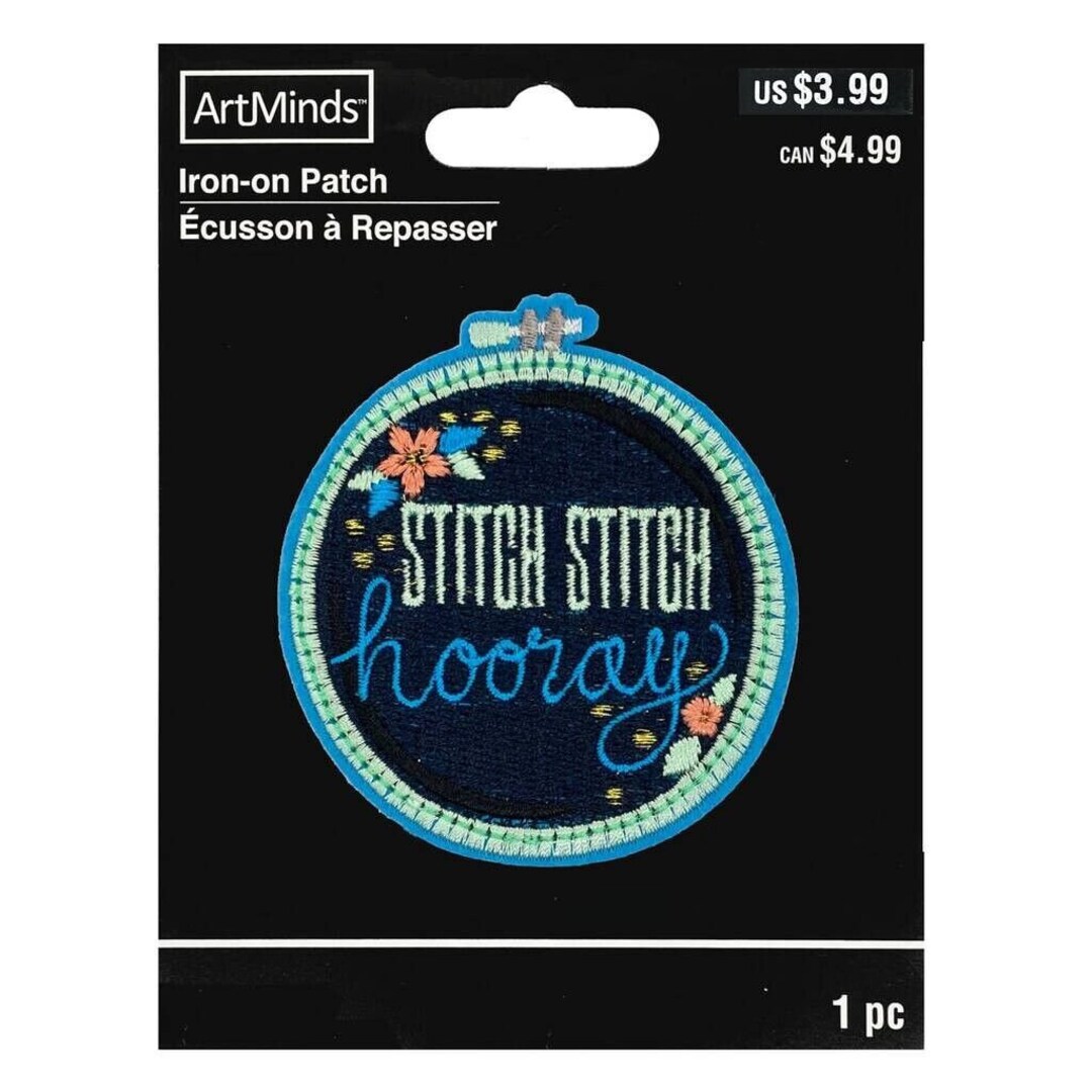 Iron-on STITCH STITCH HOORAY Embroidery Hoop Patch by Artminds New ...