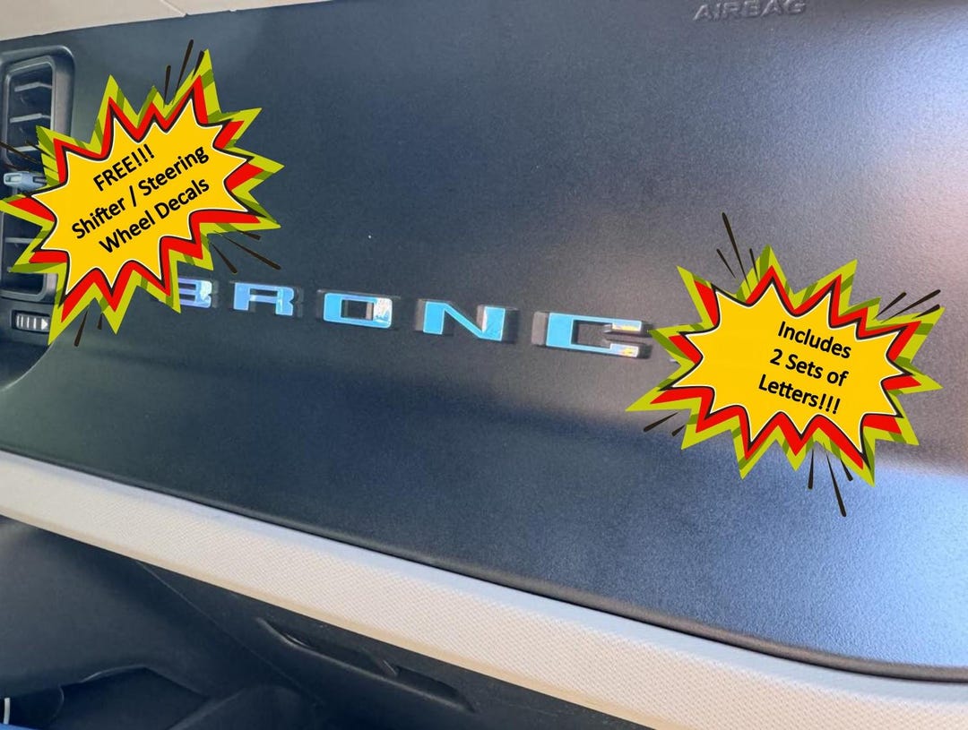 2021-2024 Bronco Dash Letters Vinyl Decal Inlay / Overlay (2 Sets ...