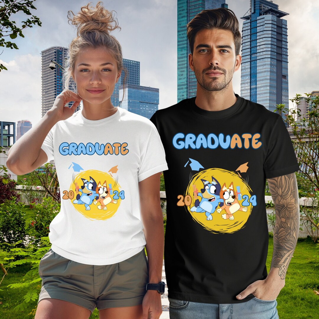 2024 Graduation Bluey Printed T-shirt,celebrate Your 2024 Graduation ...