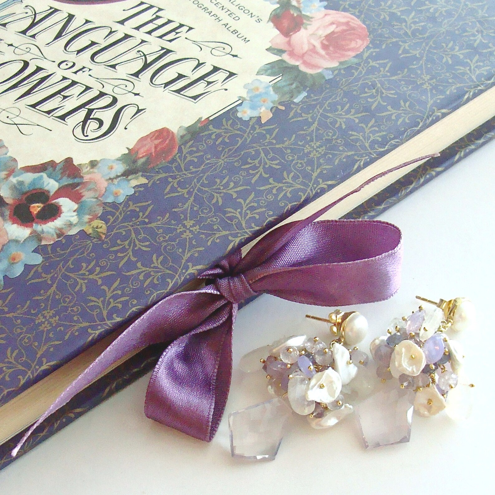 Lavender Moon Quartz Scorolite Kite Cut Cluster Earrings Tanzanite ...