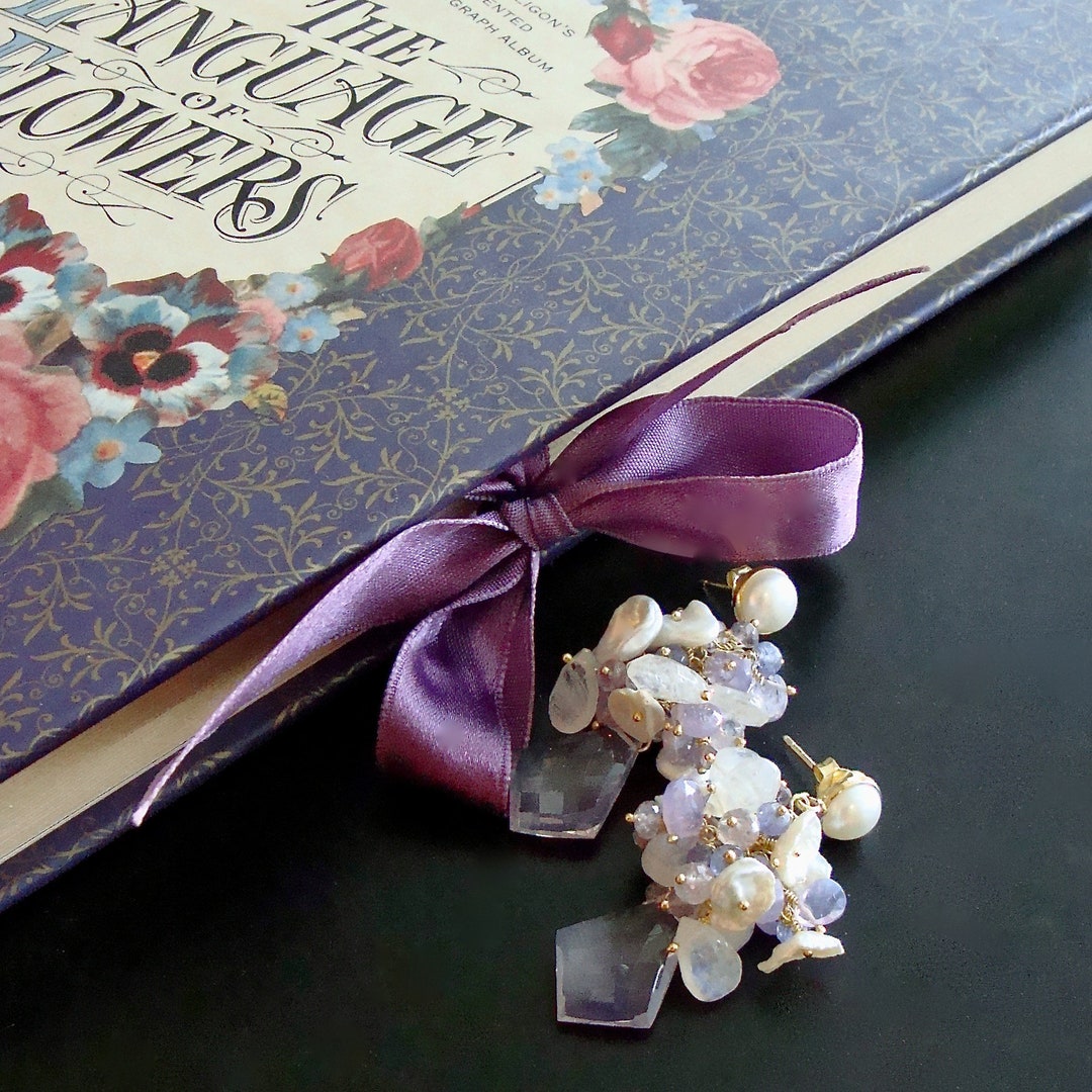 Lavender Moon Quartz Scorolite Kite Cut Cluster Earrings Tanzanite ...