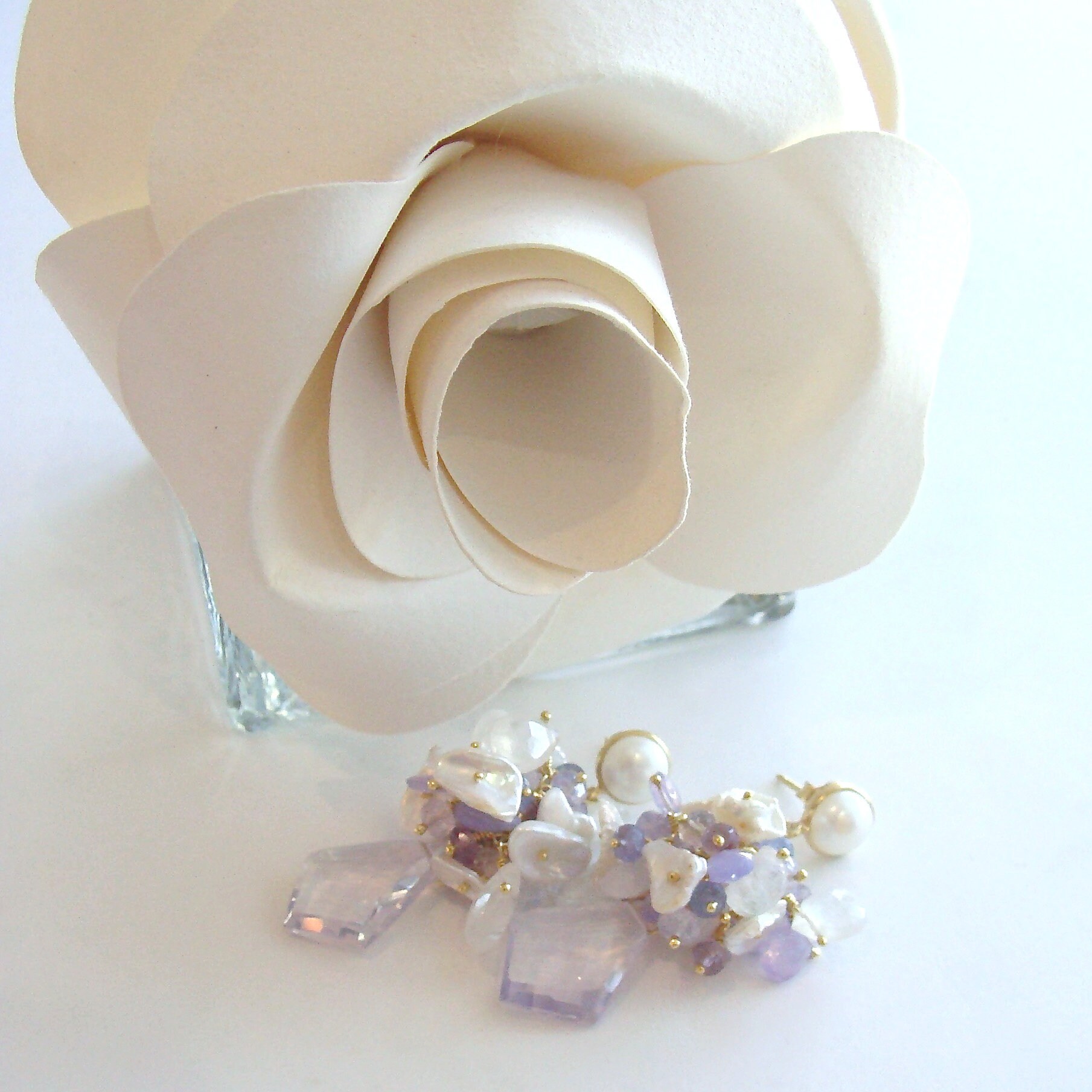 Lavender Moon Quartz Scorolite Kite Cut Cluster Earrings Tanzanite ...