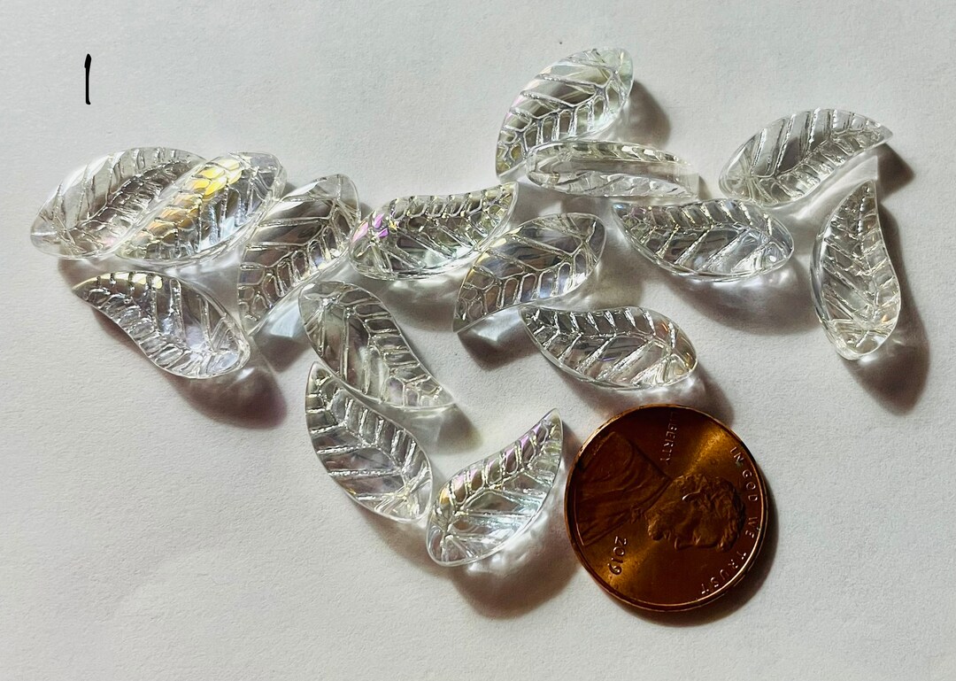 Leaf Shaped Glass Beads 8 X 18 MM 14-15 Beads per Bag 5 Different Color ...