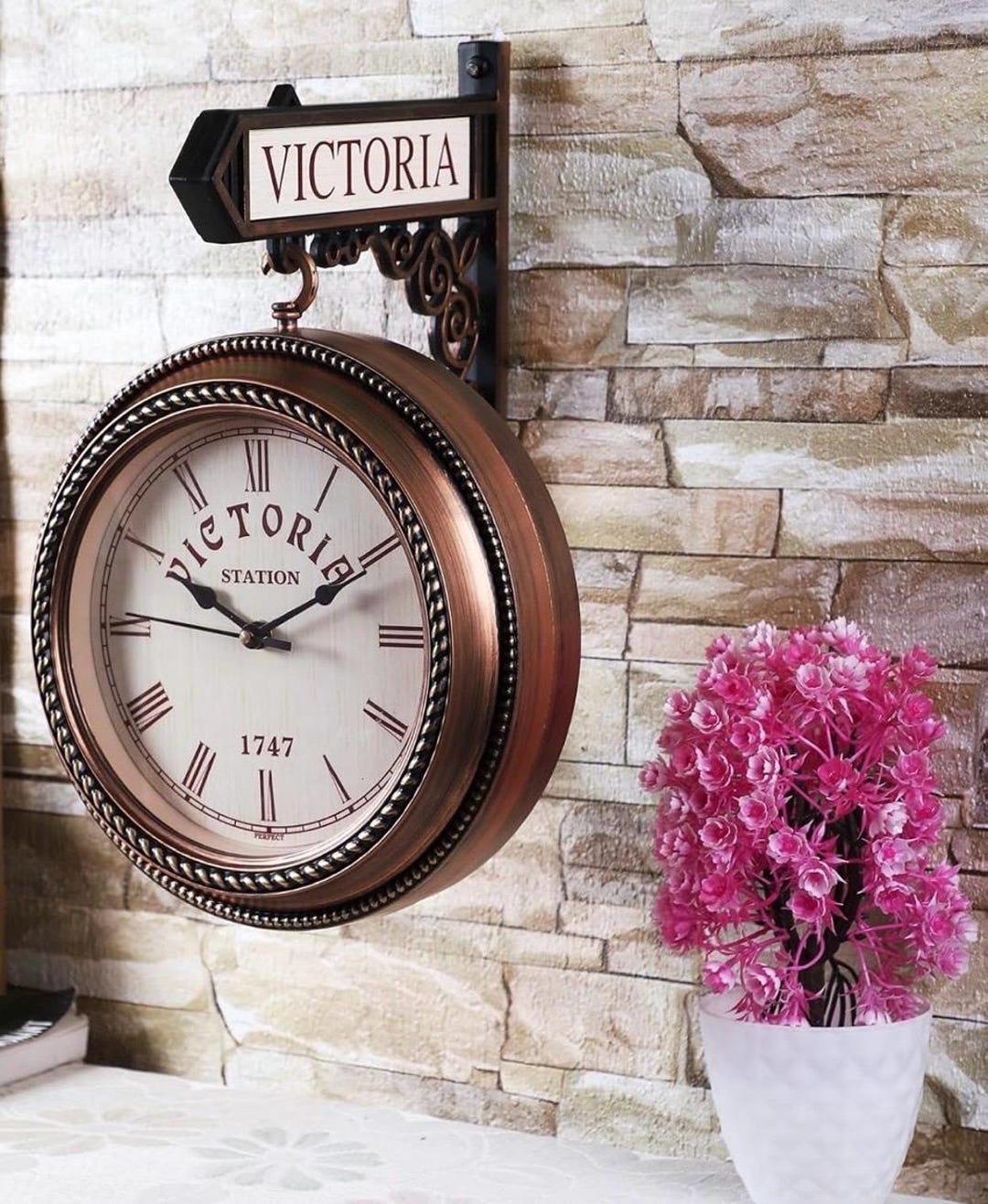 Railway Station Double Sided Clock for Wall Decor, Dual Side Metro ...