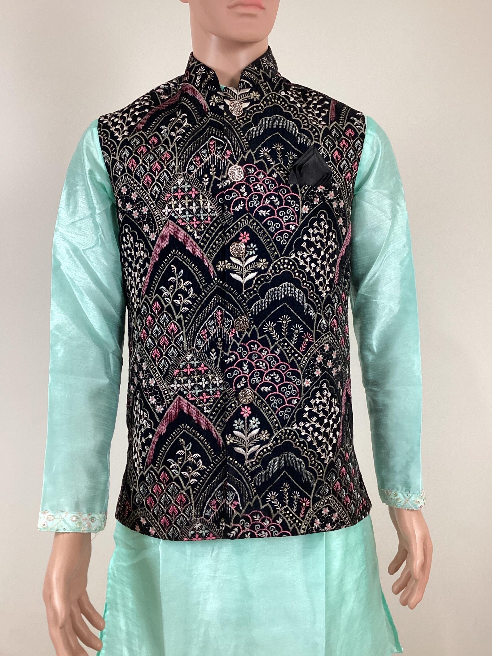 Men's Embroidered Velvet Nehru Jacket: Ethnic Indian Festive Wear - Etsy