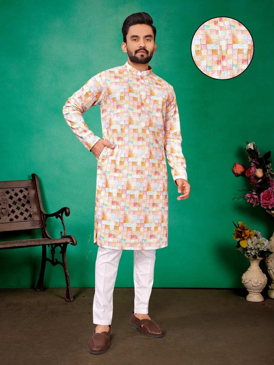 Men's Kurta Pajama Set: Embroidered Indian Wedding Outfit - Etsy