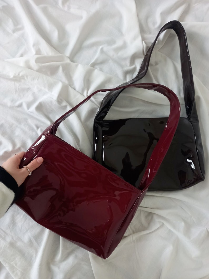 Patent Leather Burgundy Color Bag - Etsy