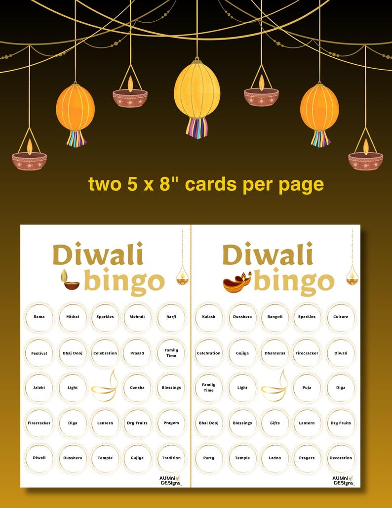 Diwali Bingo, Diwali Gift, Diwali Game, Diwali Decor, Laxmi, Desi Game ...