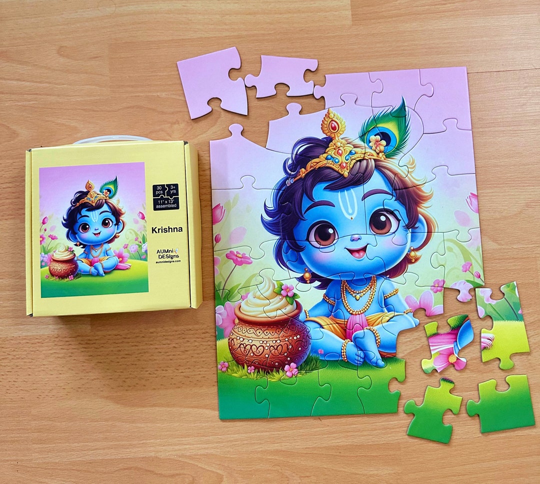 Krishna Jigsaw Puzzle, Kids Activity, Birthday, Puja, Hindu God, Indian ...