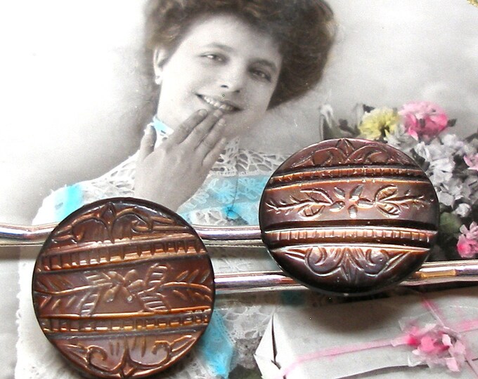 1800s Antique BUTTON Hair Pins Victorian Smoky - Etsy