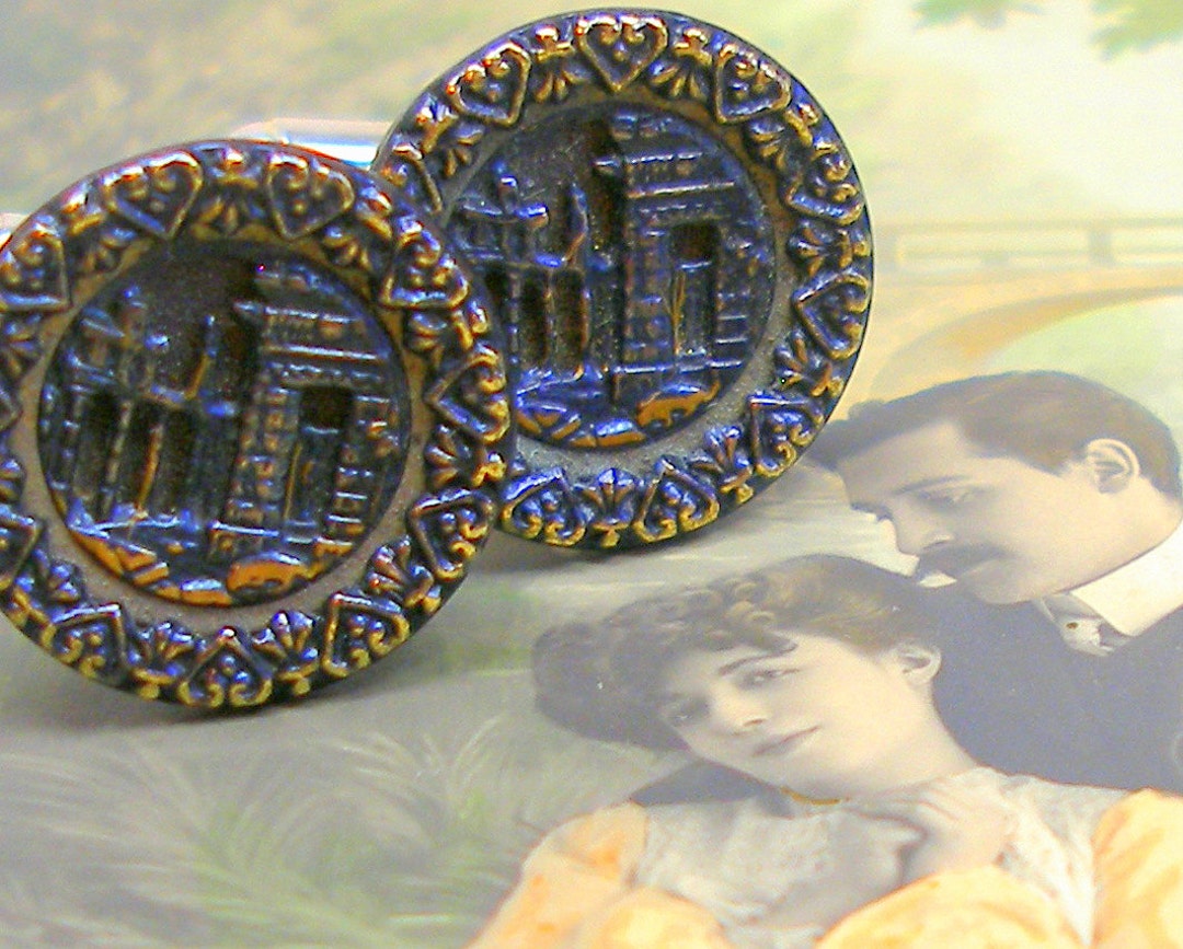 Ancient Ruins BUTTON Cuff Links. Victorian Architectural Buttons on ...