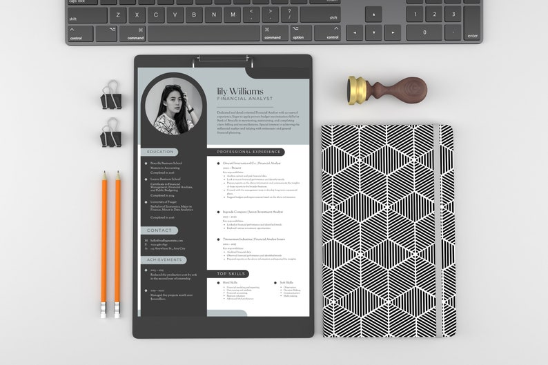 Gray Simple Profile Resume| Instant Download | Modern Resume Template ...