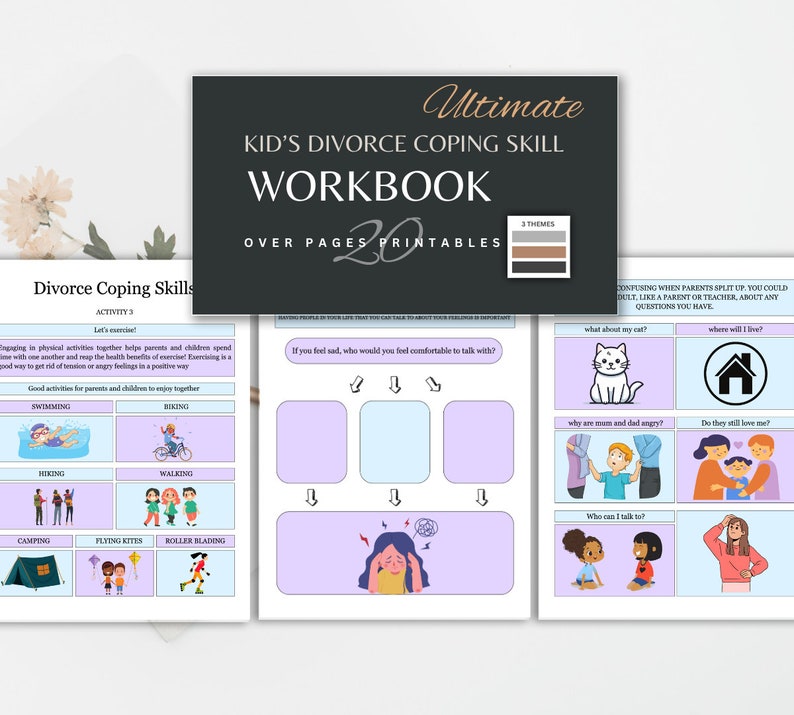 Kids Divorce Coping Workbook, Child Therapy Resource, Family Separation ...