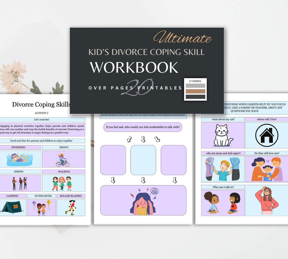 Kids Divorce Coping Workbook, Child Therapy Resource, Family Separation ...