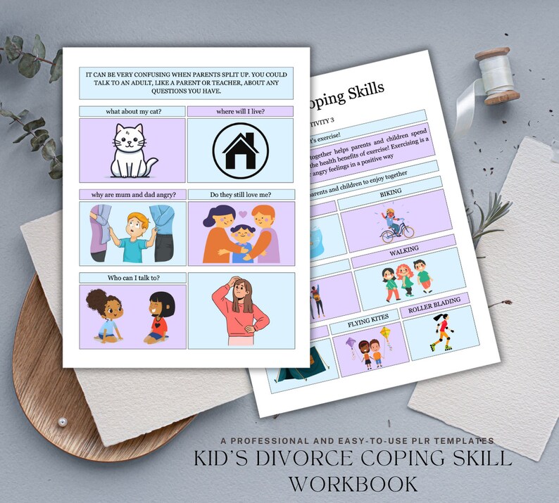 Kids Divorce Coping Workbook, Child Therapy Resource, Family Separation ...