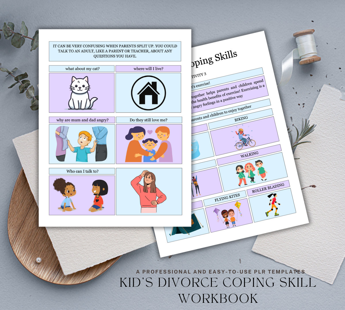 Kids Divorce Coping Workbook, Child Therapy Resource, Family Separation ...