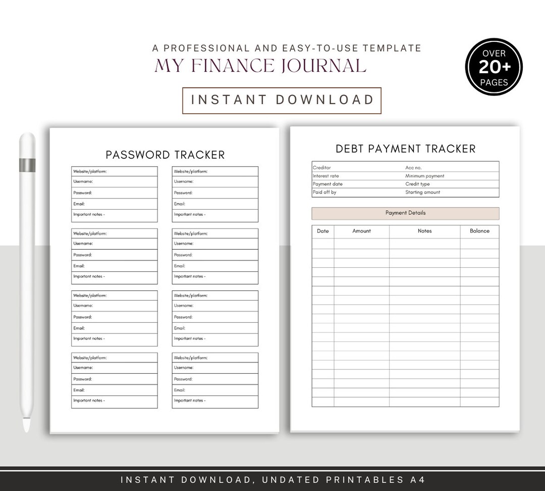 Personalized Finance, Journal, Custom Budget Planner, Money Tracker ...