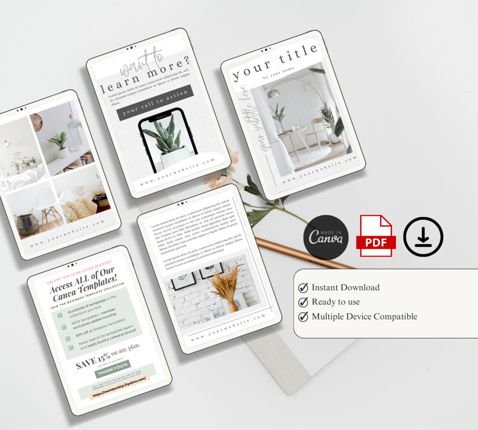 Minimalist Ebook Template Design, Digital Download, Customizable Layout ...