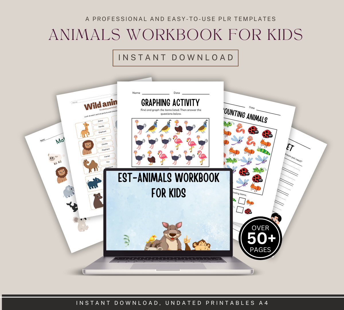 Animals Workbook for Kids, Educational Learning Activity Book, Children ...