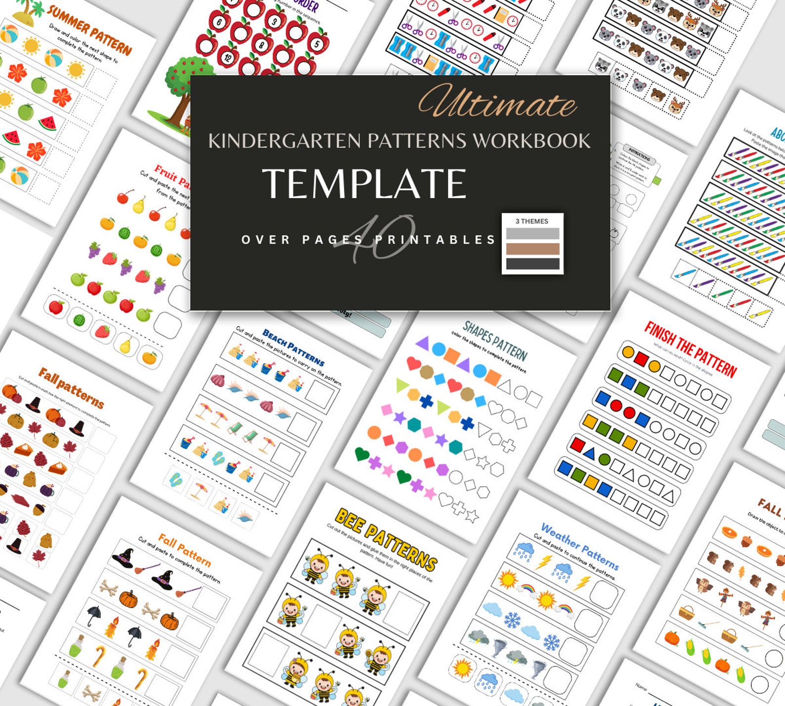 Kindergarten Pattern Workbook, Educational Workbook, Preschool Activity ...