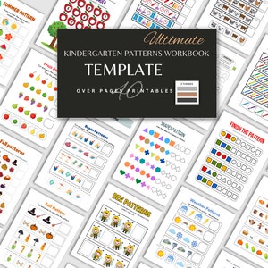 Kindergarten Pattern Workbook, Educational Workbook, Preschool Activity ...