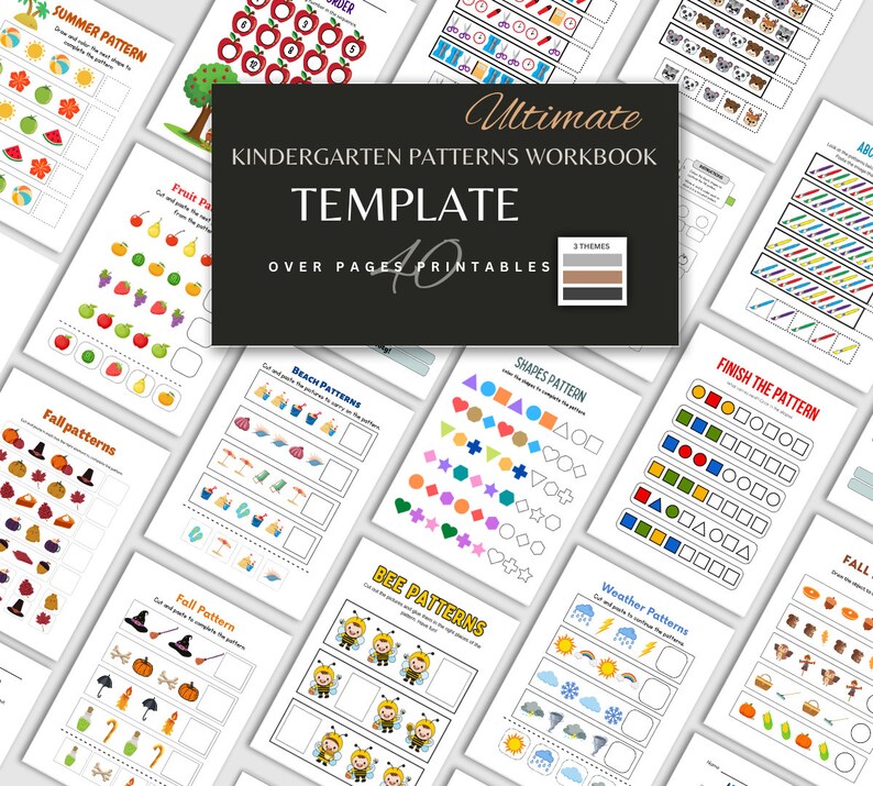 Kindergarten Pattern Workbook, Educational Workbook, Preschool Activity ...