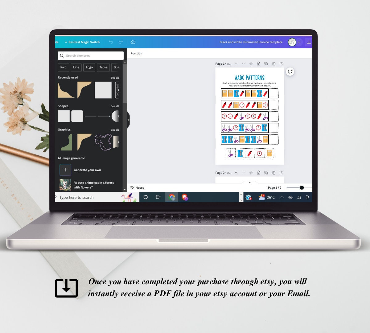 Kindergarten Pattern Workbook, Educational Workbook, Preschool Activity ...
