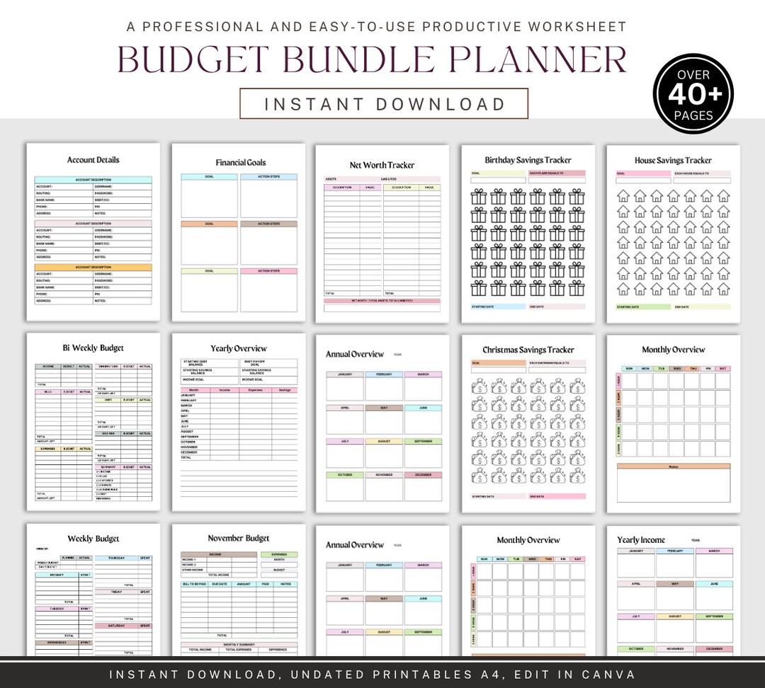Budget Bundle Planner Pack, Weekly Budget Tracker, Savings Plan ...