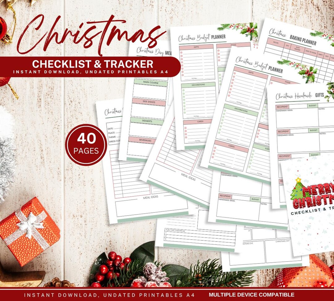 Christmas Checklist Tracker Organizer, Holiday Planner, Xmas Gift ...