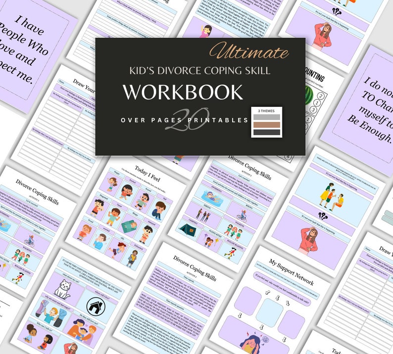 Kids Divorce Coping Workbook, Child Therapy Resource, Family Separation ...