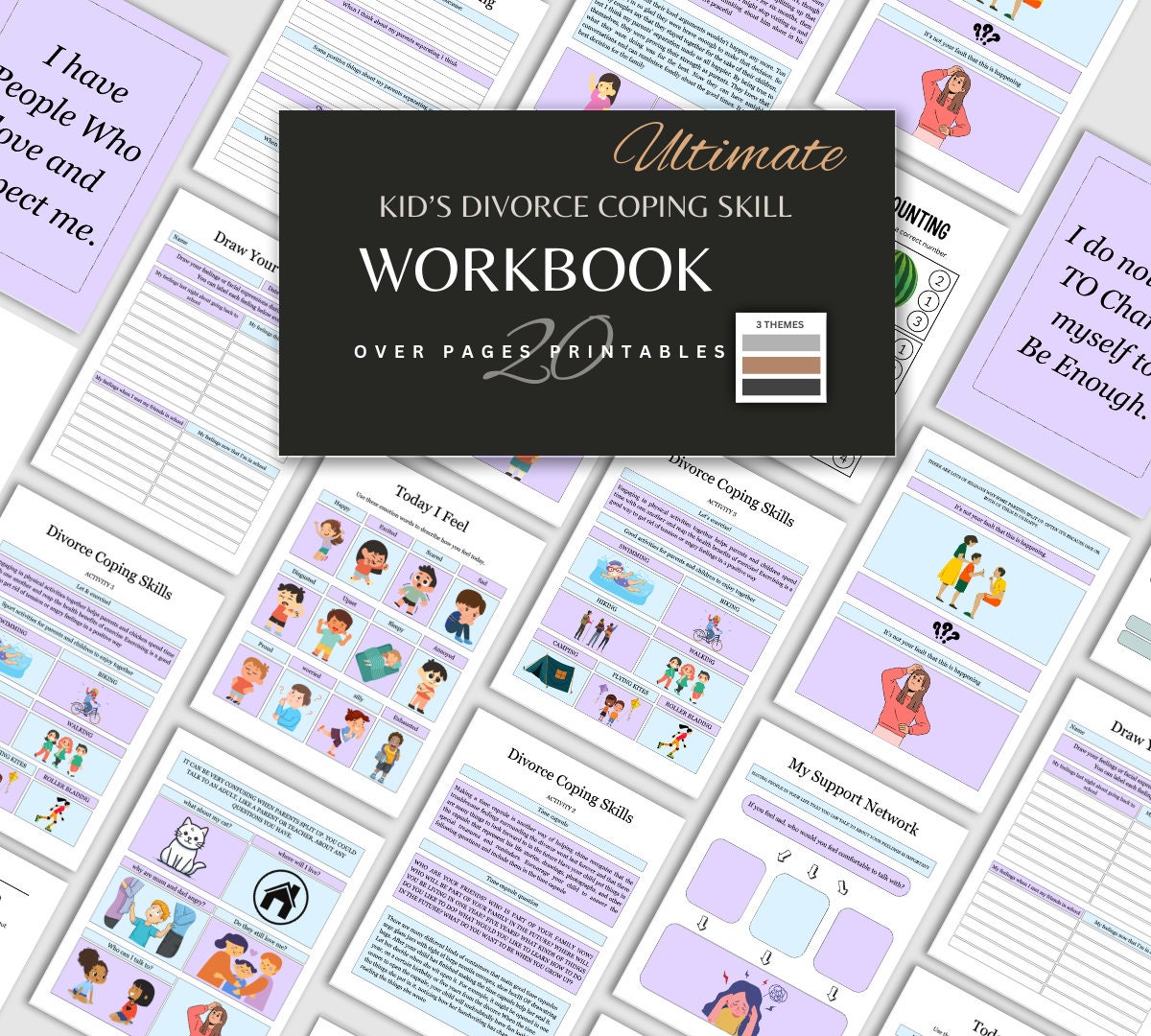 Kids Divorce Coping Workbook, Child Therapy Resource, Family Separation ...