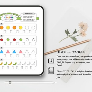 Kindergarten Pattern Workbook, Educational Workbook, Preschool Activity ...