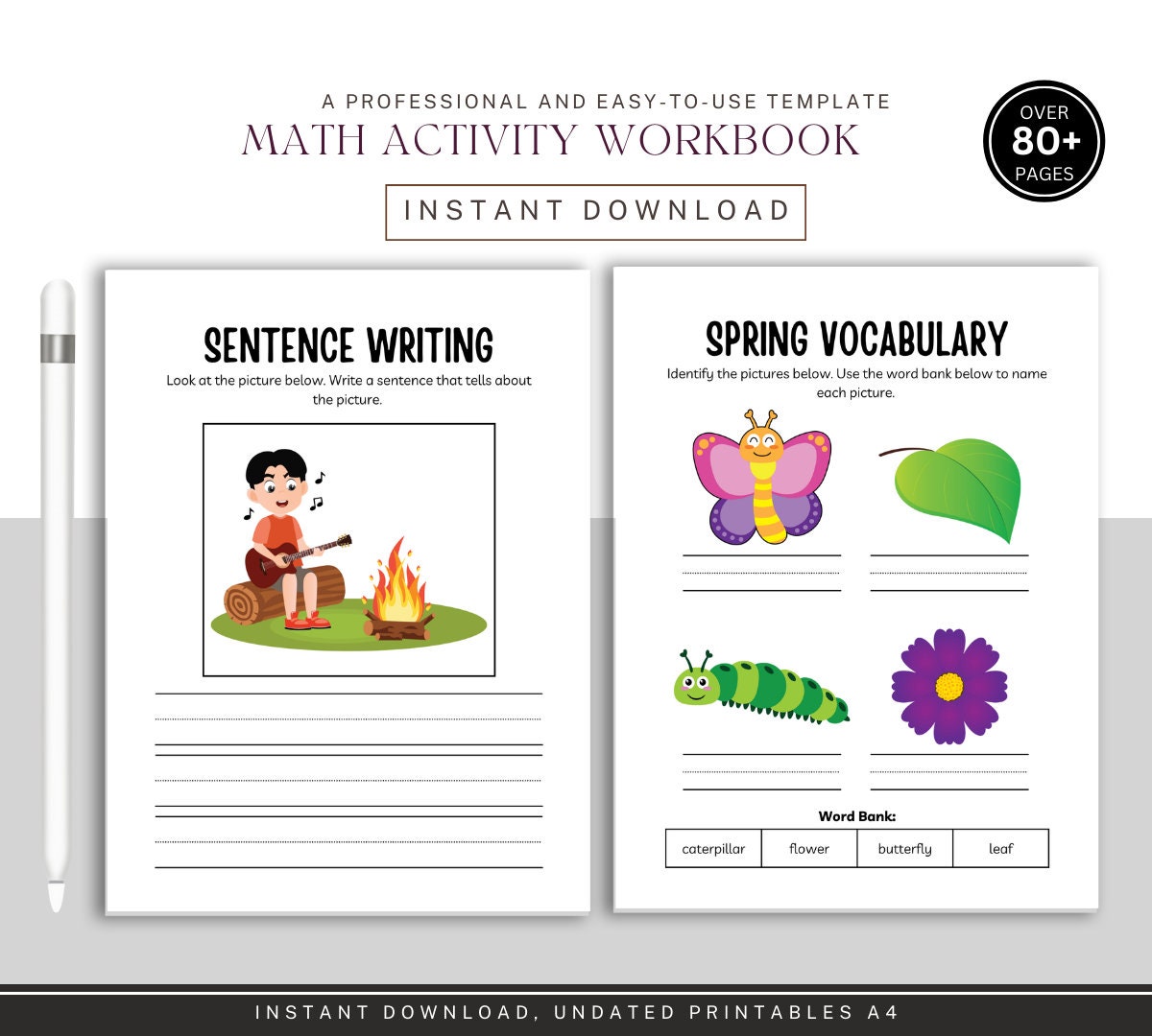 Math Activity Workbook for Kids, Educational Workbook, Learning Tool ...