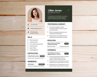 Gray Simple Profile Resume| Instant Download | Modern Resume Template ...